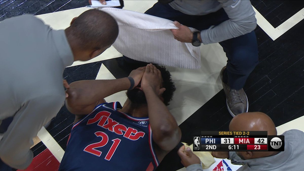 Joel Embiid takes a hard hit to the eye in Game 5 – NBC Sports Philadelphia