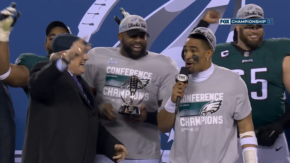 WATCH: Jalen Hurts leads stadium in Eagles fight song after beating 49ers – NBC Sports Philadelphia