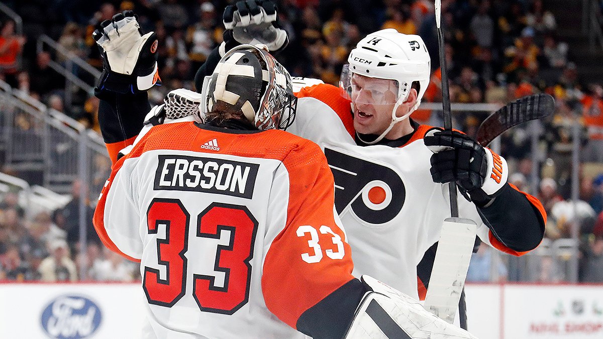 Flyers vs. Penguins: Sean Couturier, Samuel Ersson deliver shootout win ...