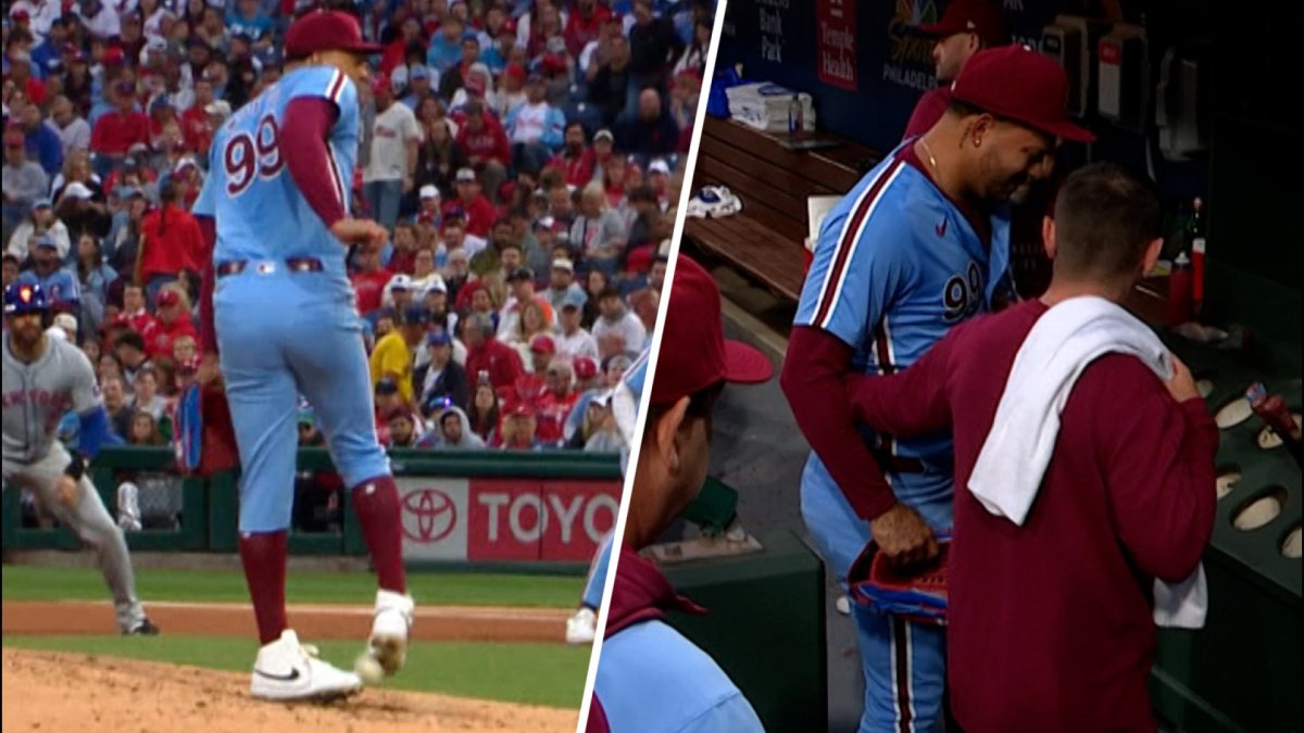 Taijuan Walker exits the game after getting hit by a line drive on his ...