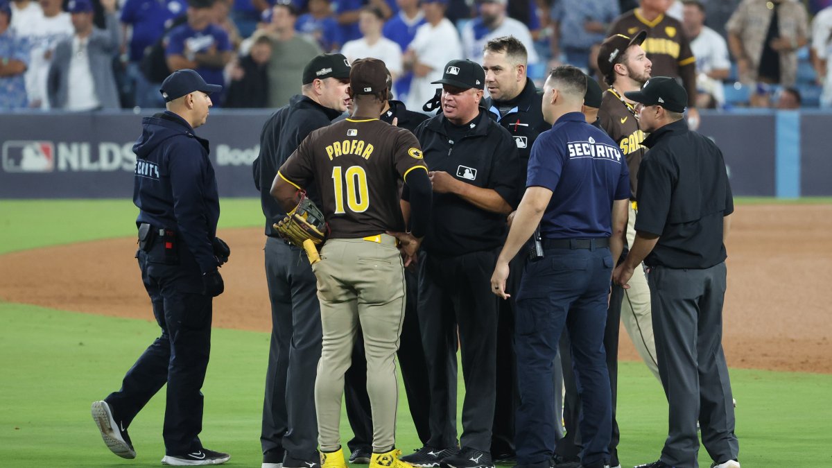 Fans throw objects onto field at Dodgers stadium, delay game 2 of NLDS ...