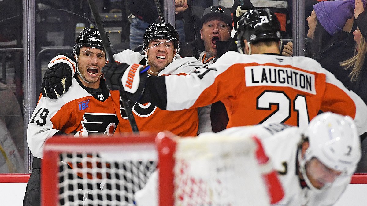 Scott Laughton back with Flyers, Ryan Poehling skates with trainer ...