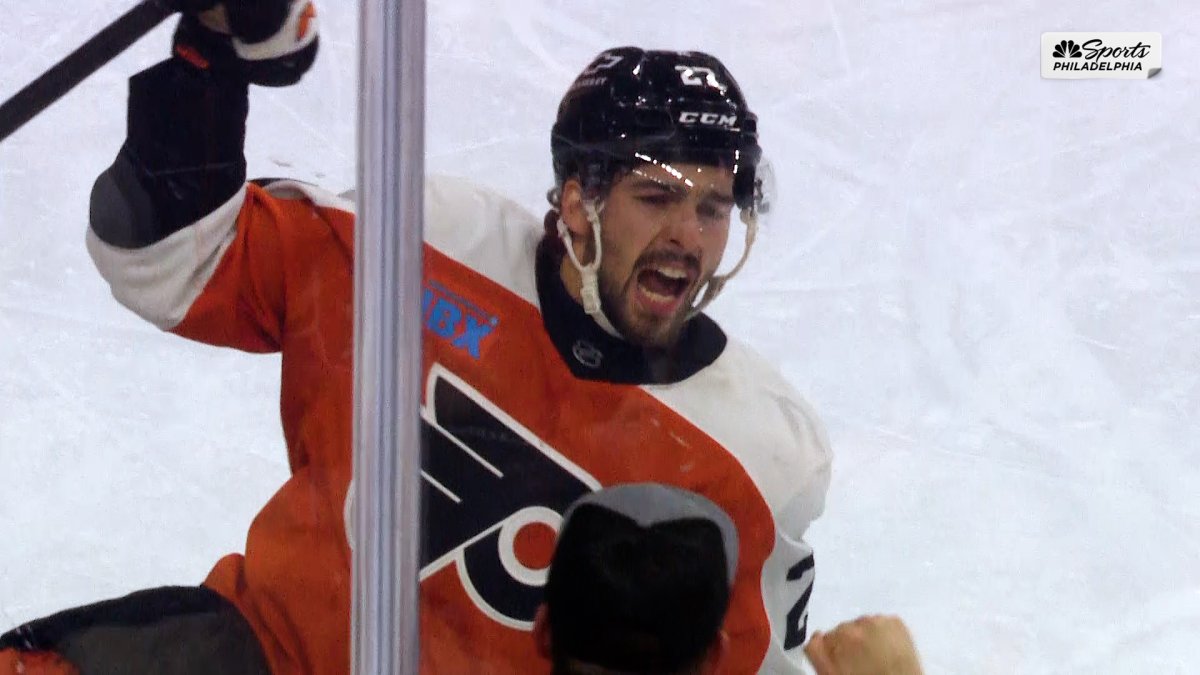 Flyers’ Noah Cates sets career high in goals with a wicked wrister ...