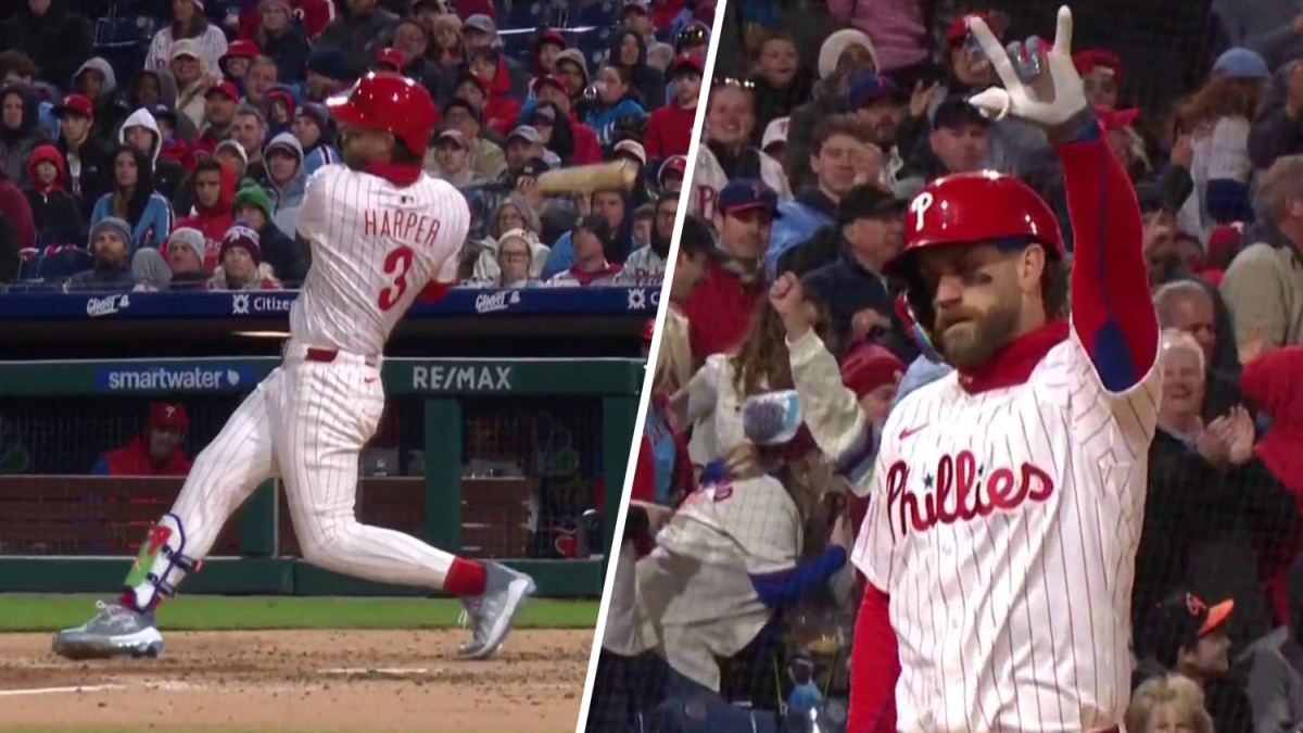 A two-run shot from Bryce Harper ties the game at four! – NBC Sports ...