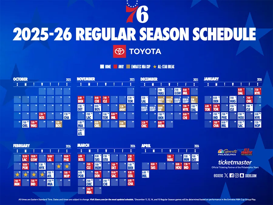 Sixers schedule 2025-26: Key dates, matchups and more – NBC Sports ...