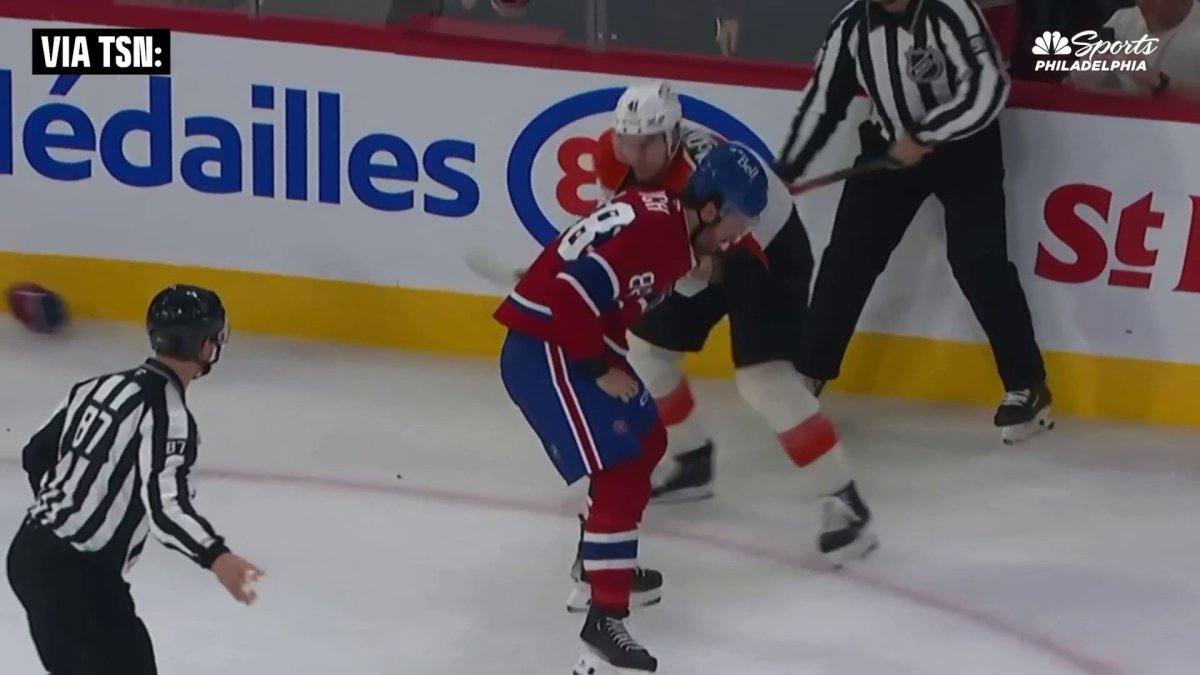 Hunter McDonald shows off his size and fighting skills vs. Luke Tuch ...