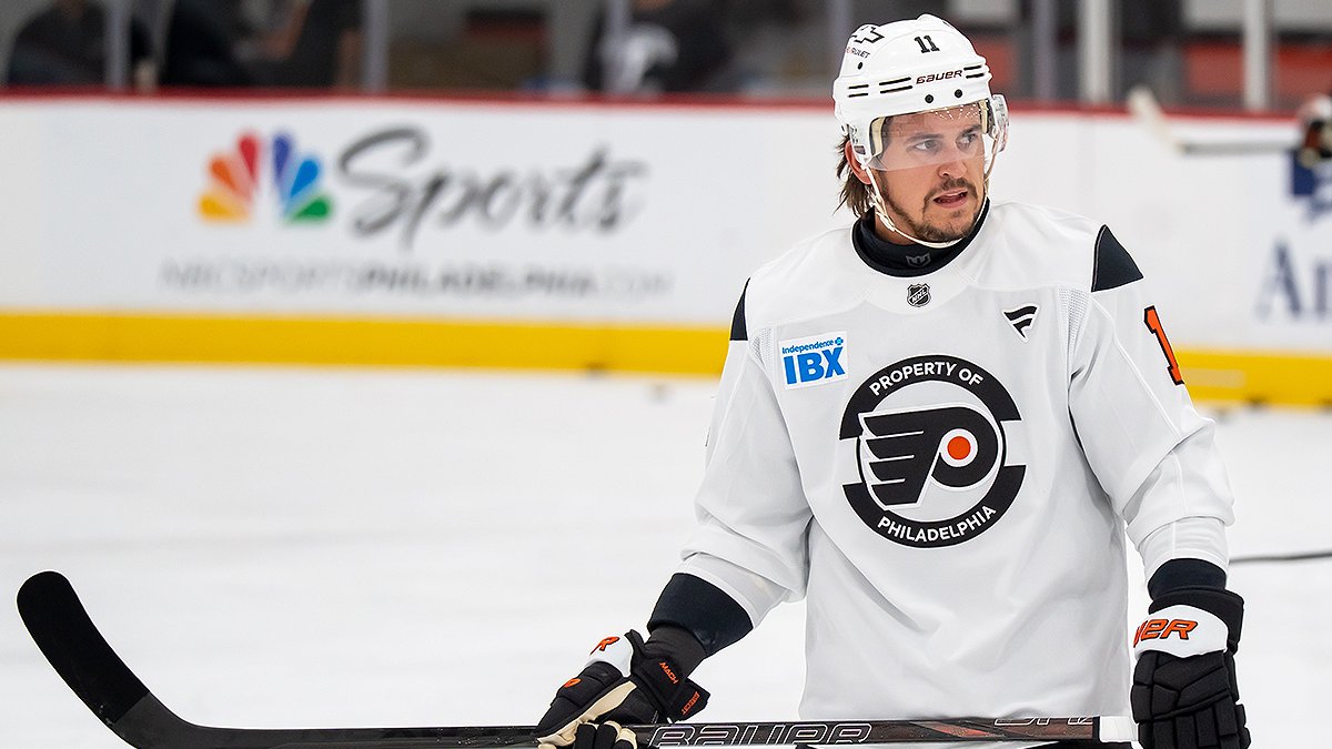 Flyers’ Travis Konecny exits practice after taking puck to his knee ...