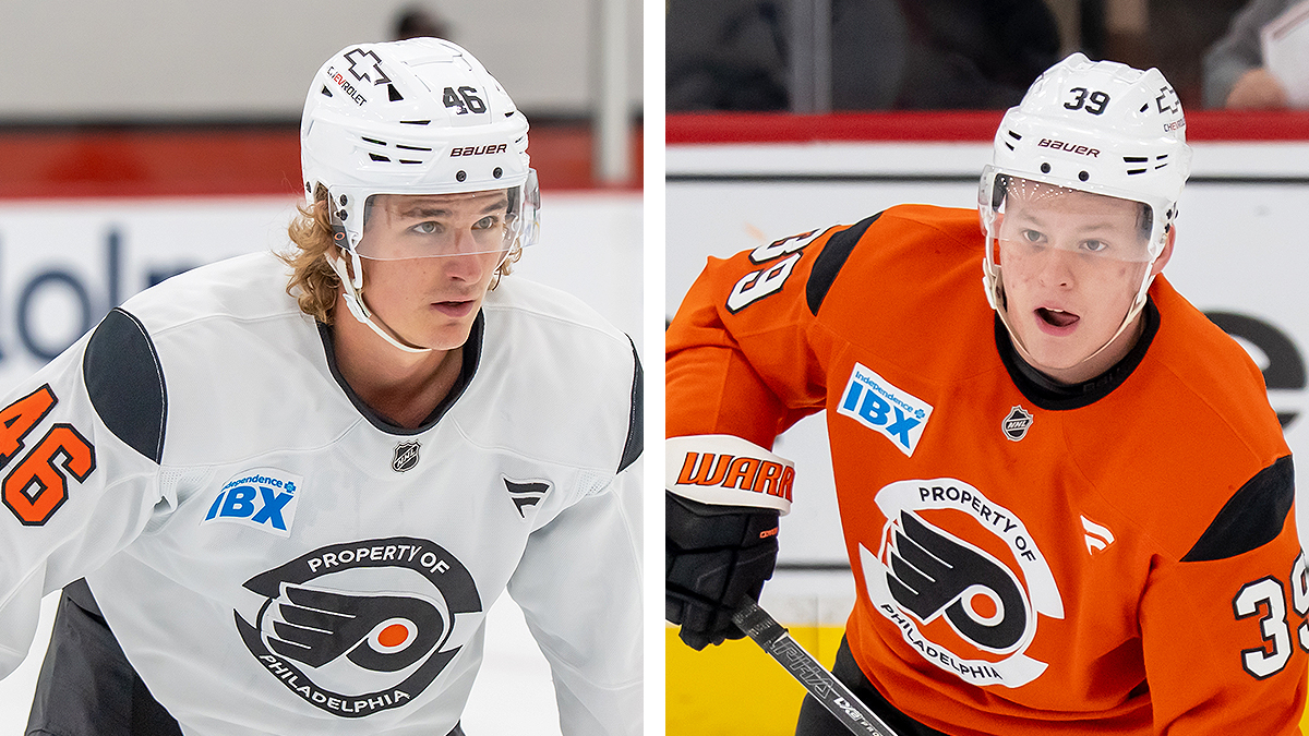 Trevor Zegras bonds with Matvei Michkov over a game of ‘crossbar’ – NBC ...