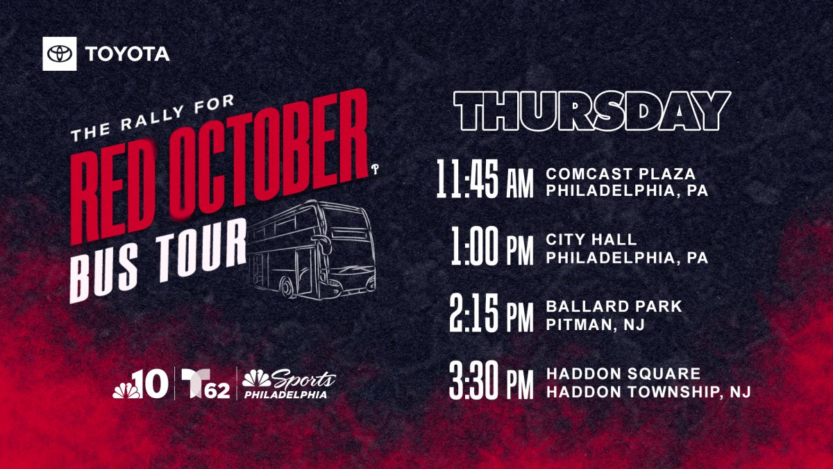 Phillies Red October rally bus date, time, stops for NLDS – NBC Sports ...