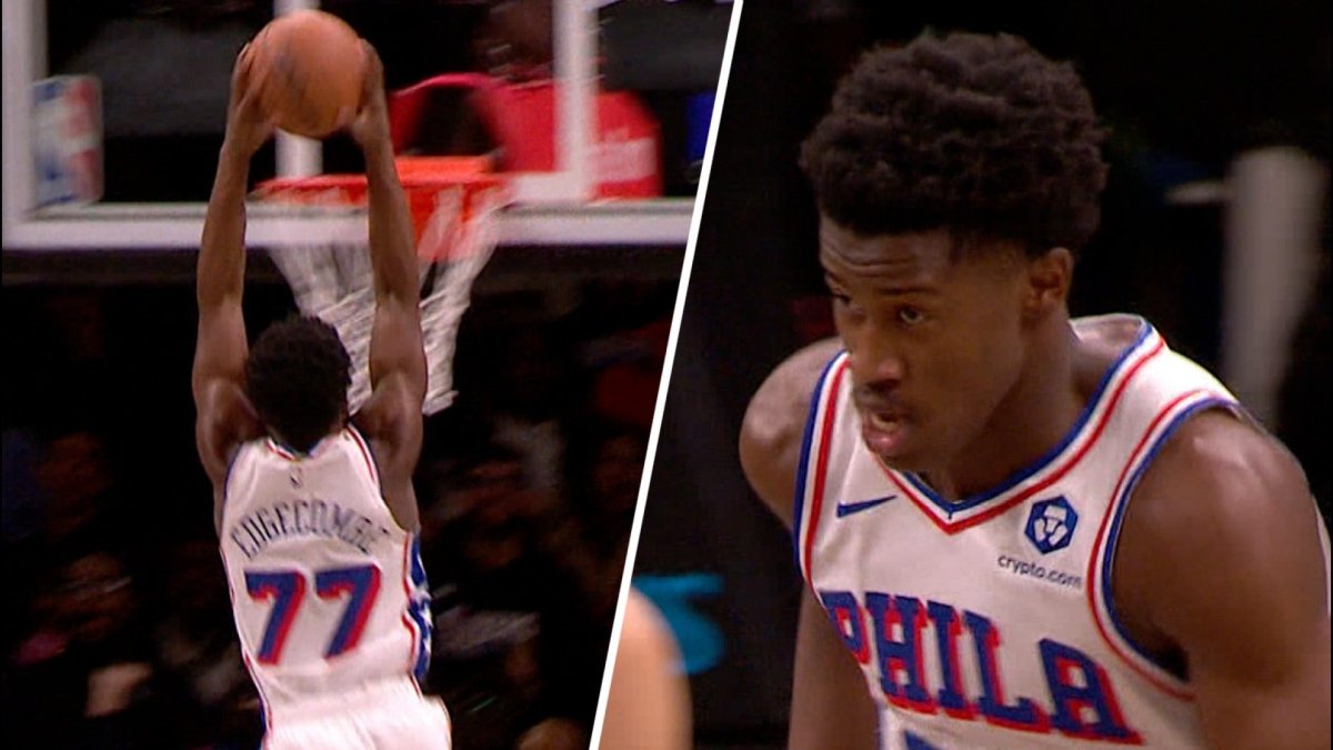 Watch VJ Edgecombe steal and slam dunk early against the Nets – NBC ...