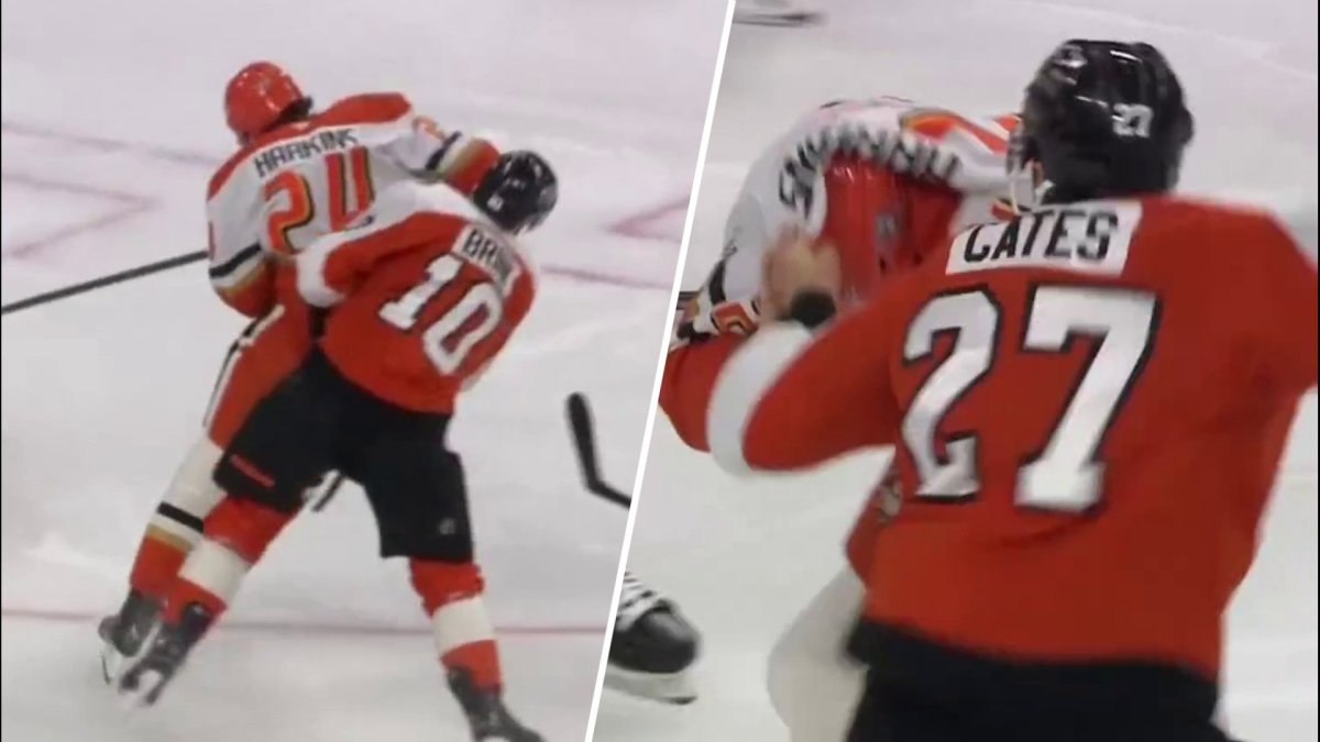 Watch Noah Cates fight Jansen Harkins after hit on Bobby Brink – NBC ...