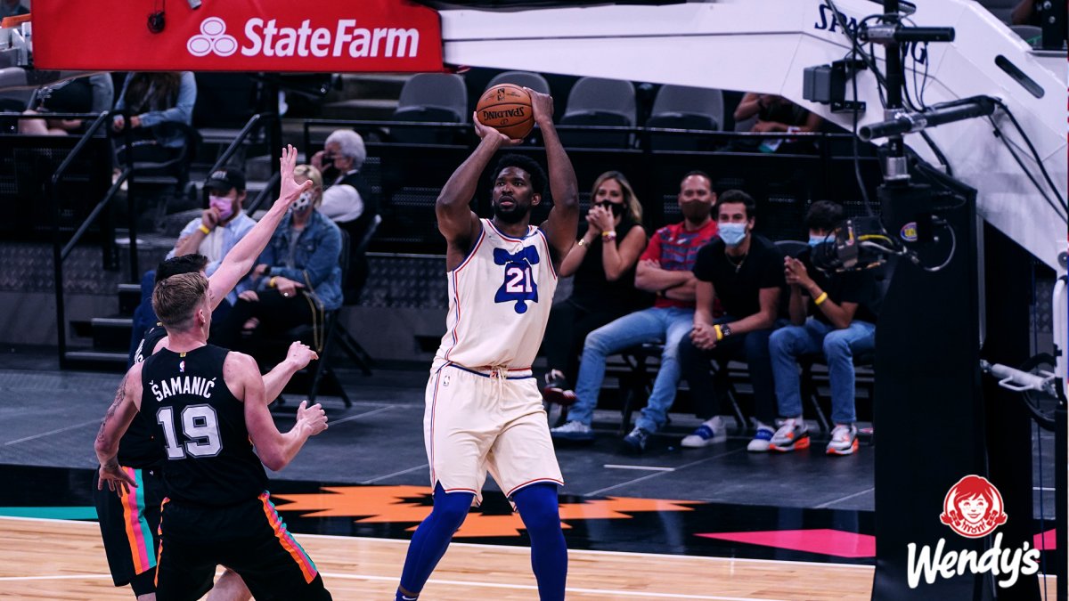 Joel Embiid scores 13 points in less than six minutes vs. Spurs – NBC ...